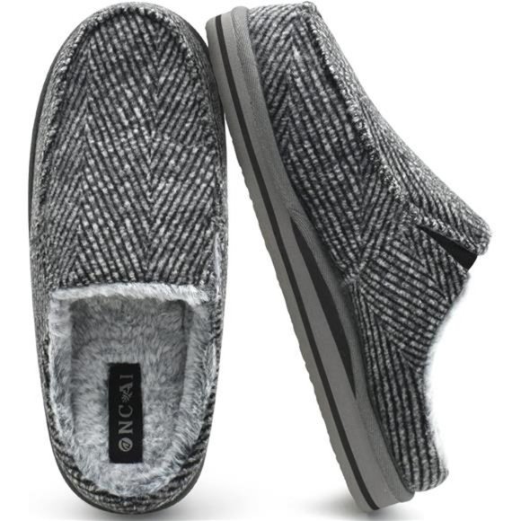 Shoes | Mens Clog Slippers With Arch Support Stripe Faux Fur ...